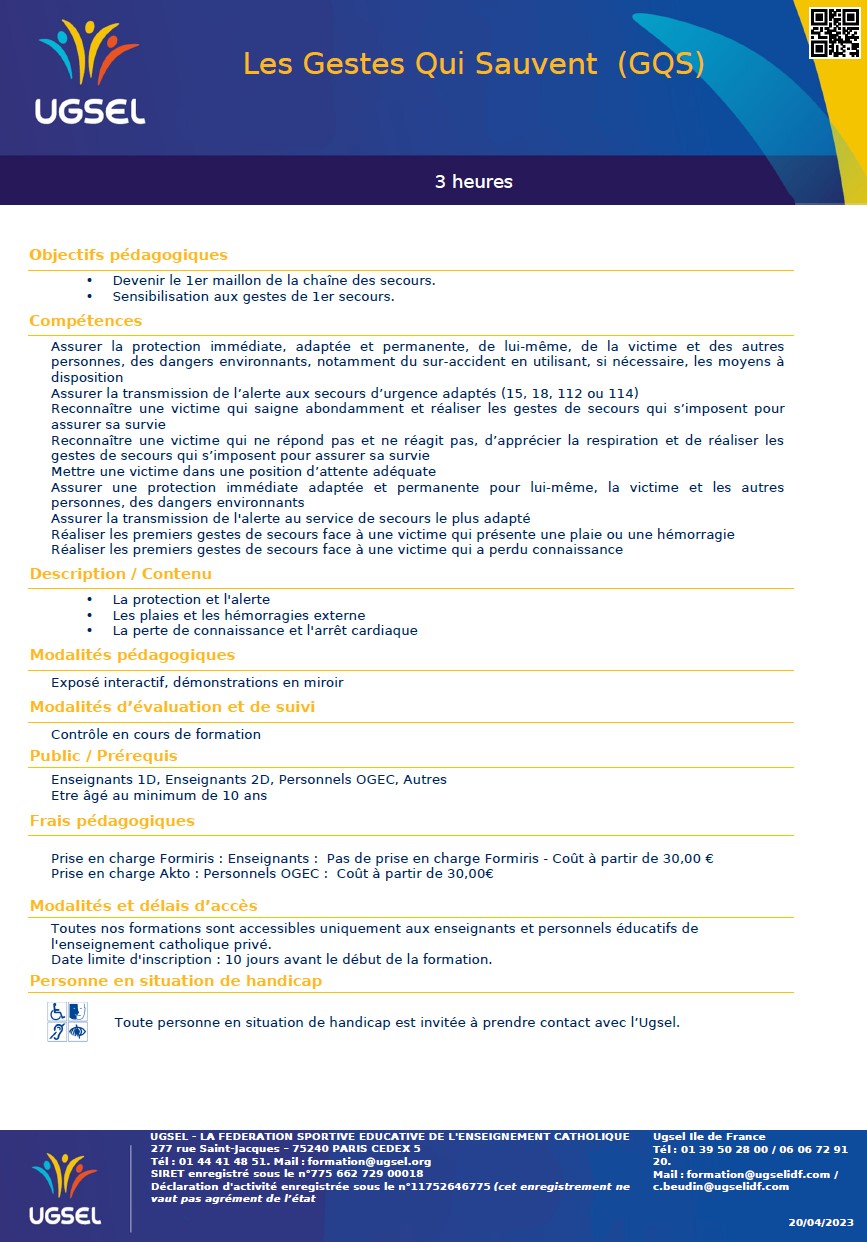 Réaliser une session GQS - UGSEL IDF